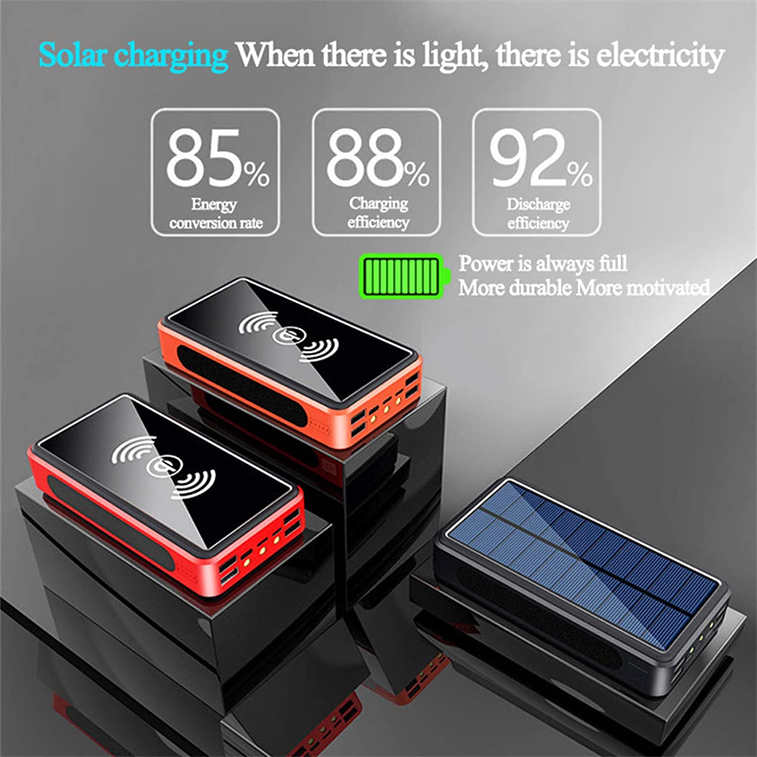 Power Bank solaire Qi ultra capacité 80000 mAh batterie externe sans ...